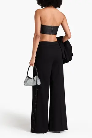 AREA Crystal-embellished Wide-leg Pants