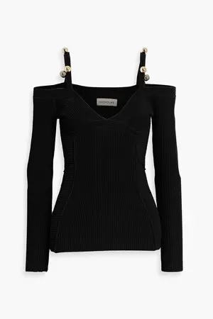 NICHOLAS Cold-shoulder Ribbed-knit Top