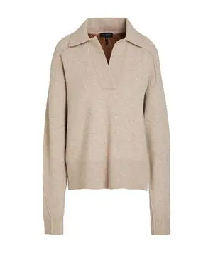 Rag & Bone Rag & Bone Bridget Wool-Blend Polo Sweater - Mushroom