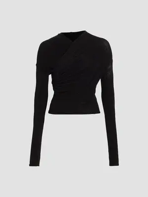 Vince Ruched Long-sleeve Top - Black