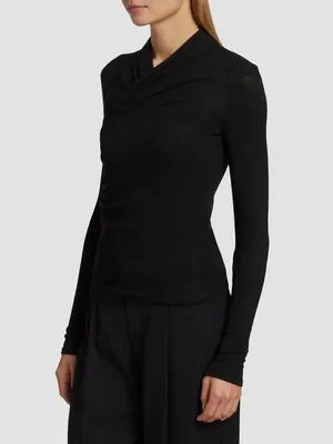 Vince Ruched Long-sleeve Top - Black