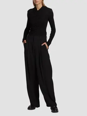 Vince Ruched Long-sleeve Top - Black