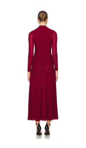 Bardot Liyana Ruched Mesh Dress - Berry