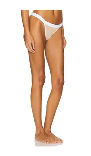 NEGATIVE UNDERWEAR Sieve Thong In Beige - Buff & White