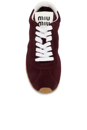 Miu Miu Plume Nylon Scamosciato Sneaker - Bordeaux