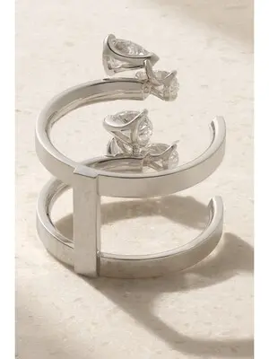 REPOSSI Serti Sur Vide 18-karat White Gold Diamond Ring - Silver