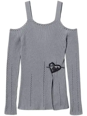 TWINSET Brooch-detail Knit Top - Grey