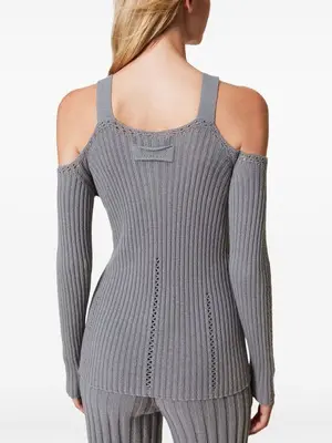 TWINSET Brooch-detail Knit Top - Grey