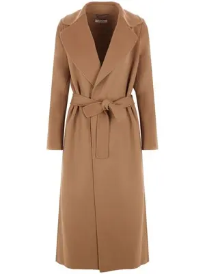 Max Mara Poldo Wool Wrap Coat - Brown
