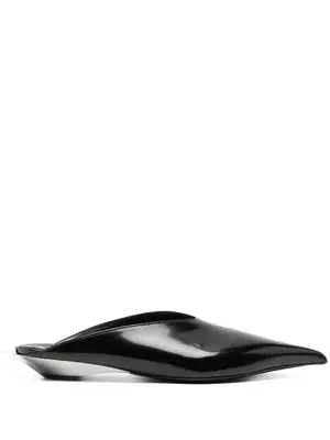 MUGLER Patent Leather Fang Flat Mules