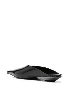MUGLER Patent Leather Fang Flat Mules