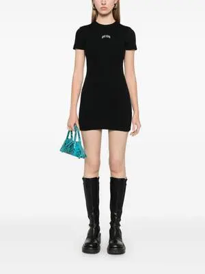 Gcds Logo-embroidered Mini Dress - Black