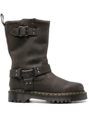 Dr. Martens Anistone Leather Biker Boots - Grey
