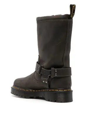 Dr. Martens Anistone Leather Biker Boots - Grey