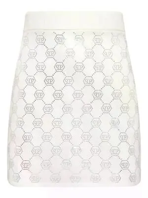 Philipp Plein Monogram Knitted Mini Skirt - Neutrals