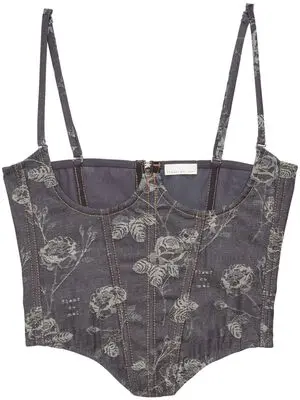 FLEUR DU MAL No Cup Jacquard Bustier - Blue