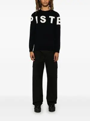 Perfect Moment Piste" Intarsia Knit Crew Neck Sweater - Blue
