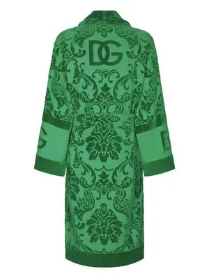 Dolce & Gabbana Terry Cotton Jacquard Bath Robe - Green