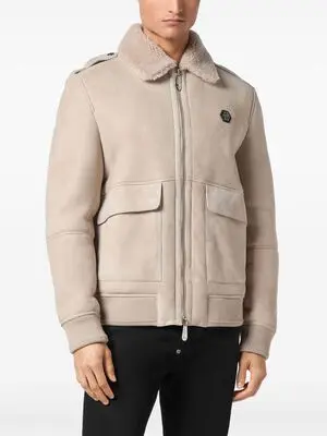 Philipp Plein Logo-patch Shearling Jacket