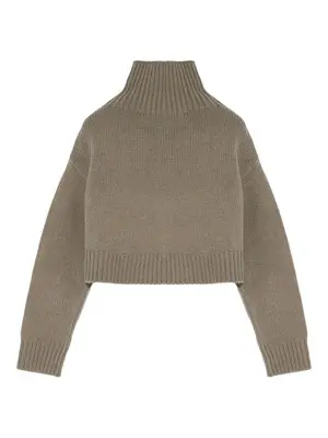 YVES SALOMON Cropped Knit Jumper - Grey