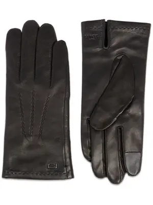 LANCEL Lancel Sellier Leather Gloves Black
