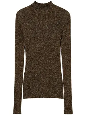 TWINSET High-neck Lurex Sweater - Brown