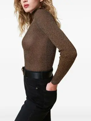 TWINSET High-neck Lurex Sweater - Brown