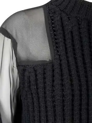 Sacai Ribbed Knit Chiffon Dress