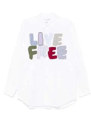 Comme Des Garçons Patch-lettering Shirt - White