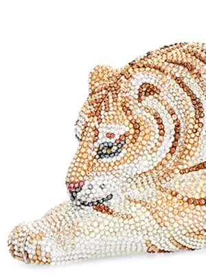 Judith Leiber Wildcat En Cub Rhinestone Clutch Bag - Gold