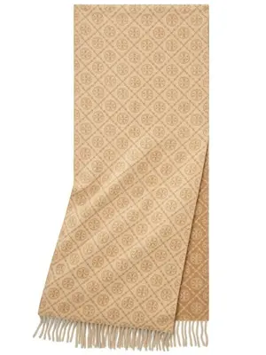 Tory Burch T Monogram Scarf - Neutrals