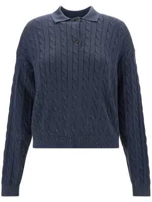 Brunello Cucinelli Sequin-embellished Cable-knit Sweater - Blue