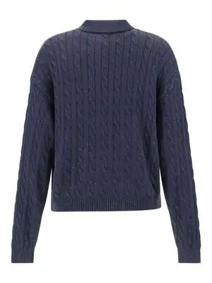 Brunello Cucinelli Sequin-embellished Cable-knit Sweater - Blue