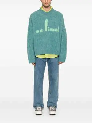 Martine Rose Brushed V-neck Sweater - Blue