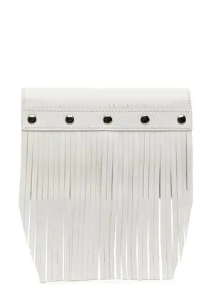 Comme Des Garçons Stud-embellished Fringed Leather Wallet - White