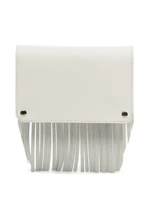 Comme Des Garçons Stud-embellished Fringed Leather Wallet - White