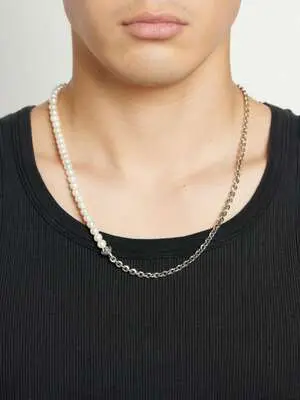 Emanuele Bicocchi Half Pearl Chain Necklace
