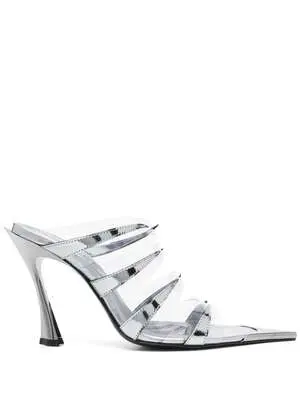 MUGLER 90mm Chrome Leather Fang Sandals
