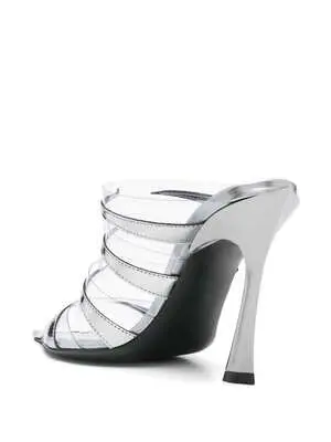 MUGLER 90mm Chrome Leather Fang Sandals