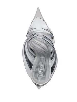 MUGLER 90mm Chrome Leather Fang Sandals