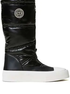 TWINSET Logo-appliqué Padded Knee High Boots
