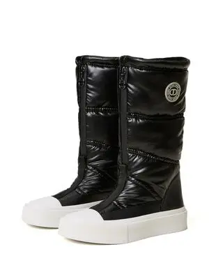 TWINSET Logo-appliqué Padded Knee High Boots