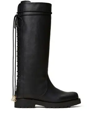 TWINSET Lace-up Leather Knee-high Boots