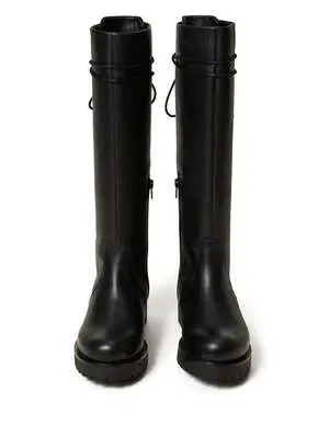 TWINSET Lace-up Leather Knee-high Boots