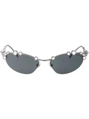 SWAROVSKI Gunmetal Cat-eye Sunglasses - Silver