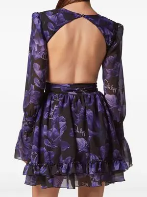 Philipp Plein Floral-print Chiffon Mini Dress