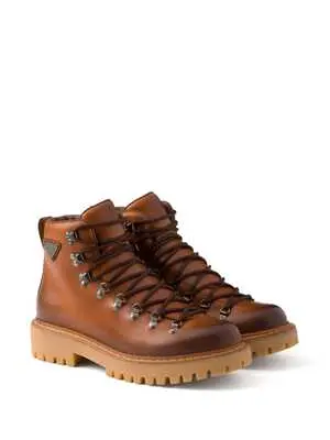 Prada Laced Leather Ankle Boots