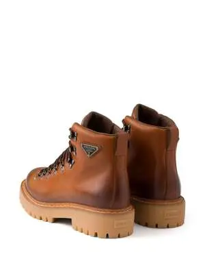 Prada Laced Leather Ankle Boots