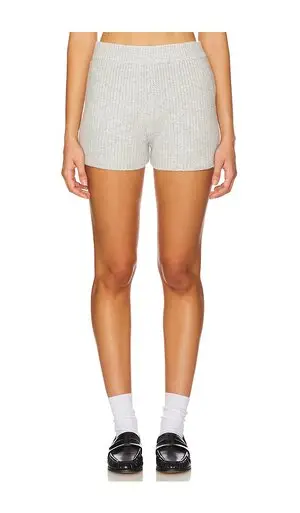 AEXAE Cashmere Blend Cable Knit Shorts - Light Grey