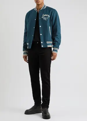 Amiri Logo-embroidered Wool-blend Varsity Jacket